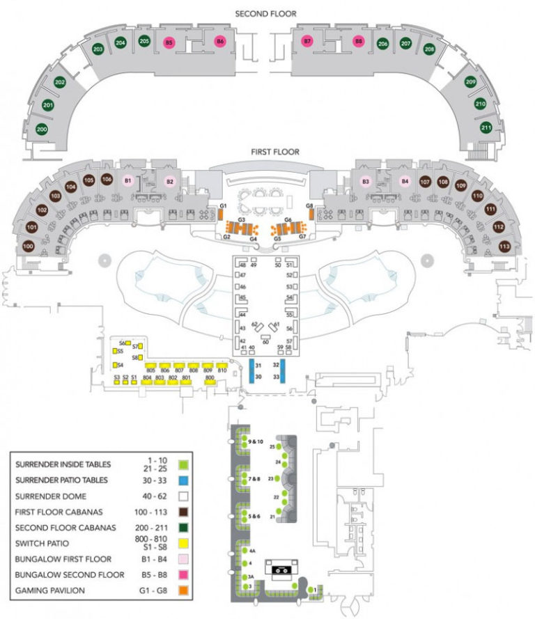 Las Vegas Strip Map, Nightclubs and Table Layouts