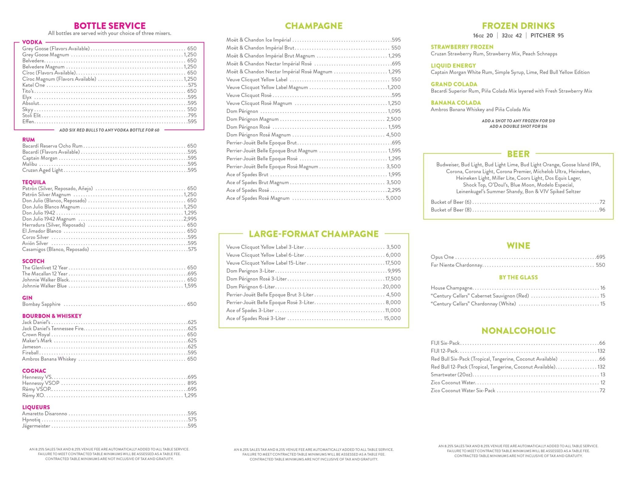 Liquid Pool Bottle Service Pricing, Menu & VIP Reservations