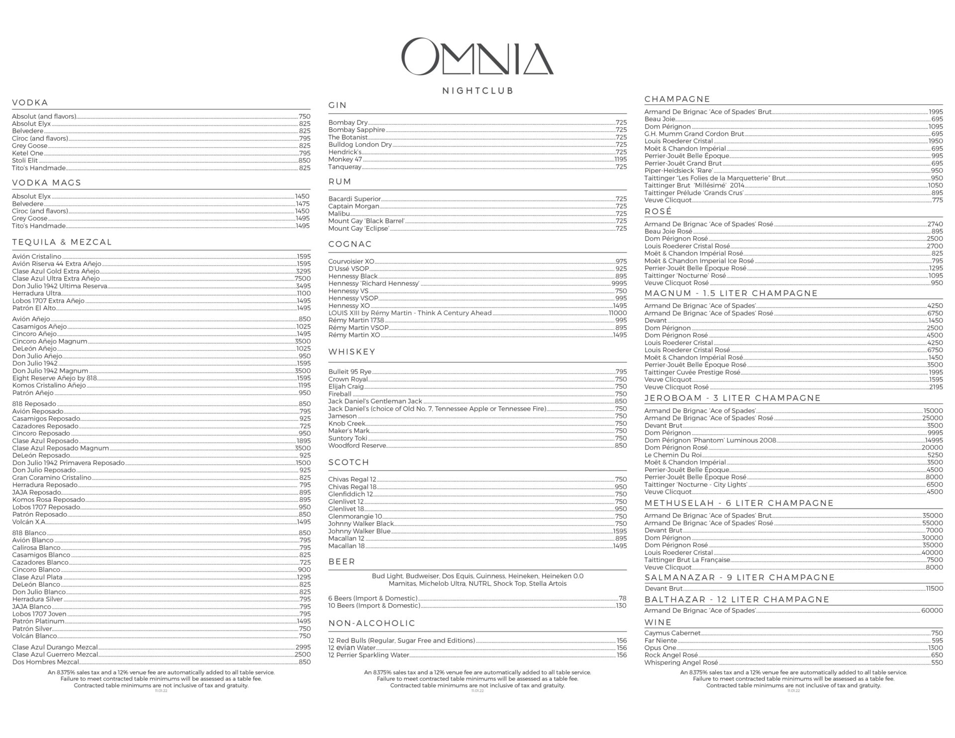 Omnia Nightclub Bottle Service Pricing, Menu & VIP Reservations