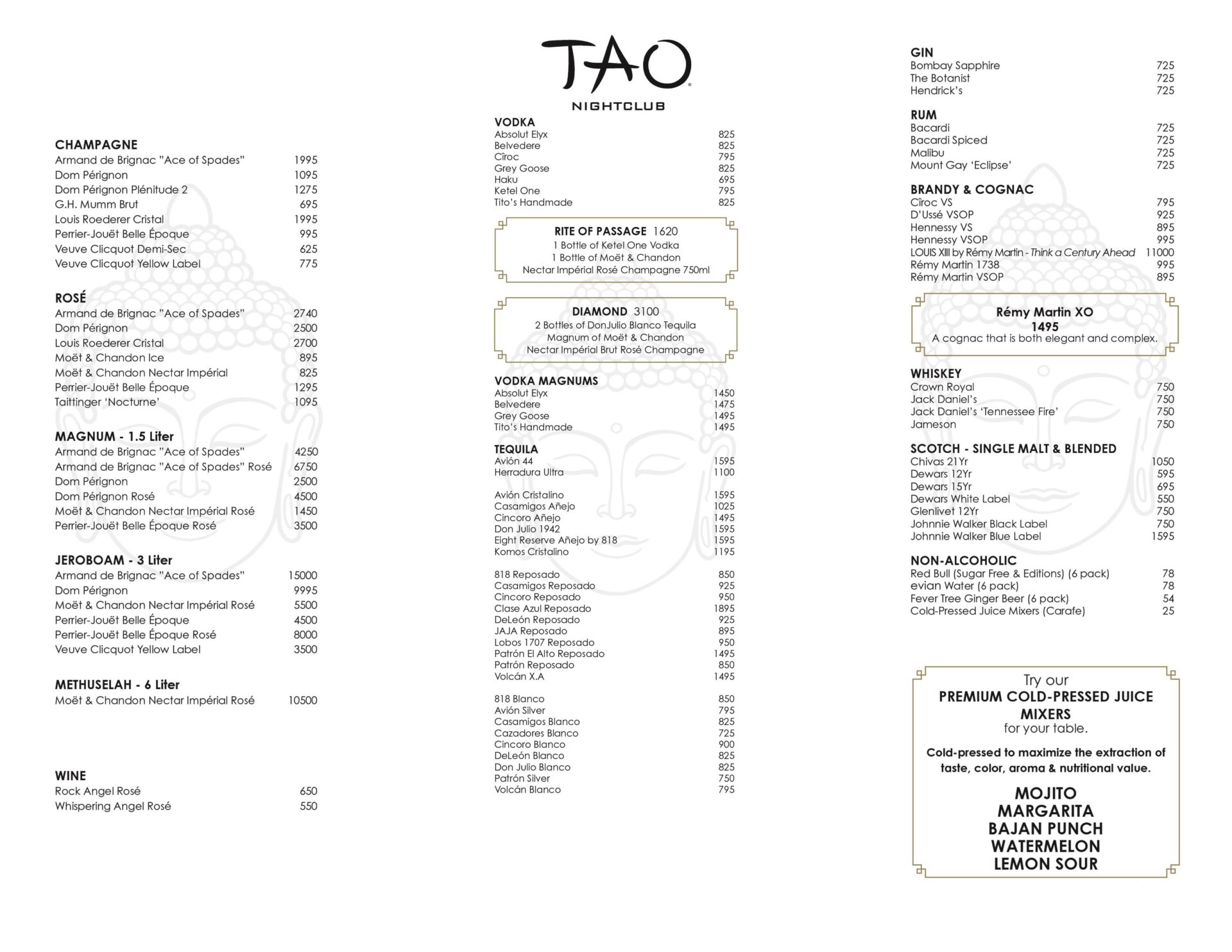 Tao Nightclub Bottle Service Pricing, Menu & VIP Reservations